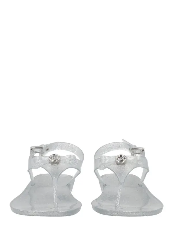 Michael Kors Glitter Jelly Thong Sandals With Ankle Strap - Silver