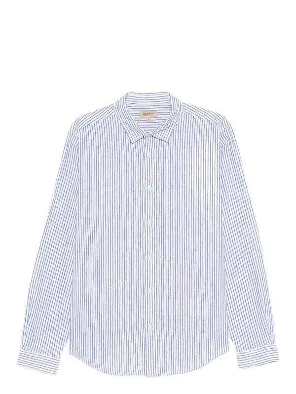 Woolrich Long Sleeve Striped Linen Shirt For - Blue