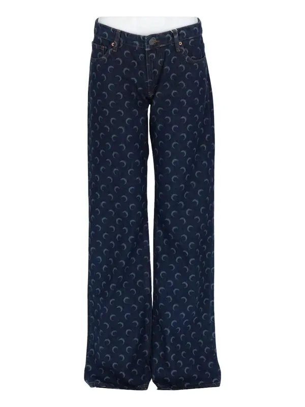 MARINE SERRE Wide-leg Moon Print Jeans - Blue