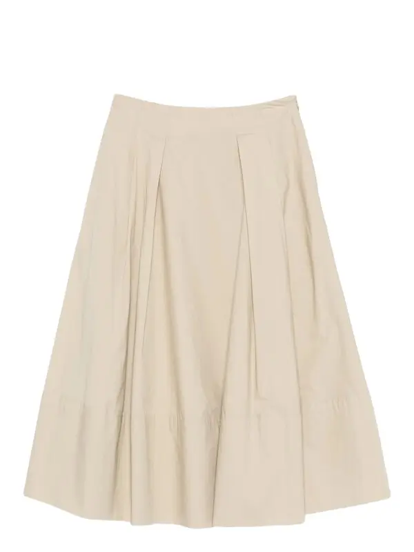 Woolrich Pleated Cotton Mini Skirt With Zip Closure - Beige