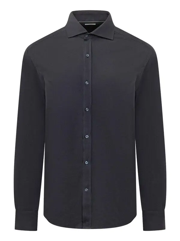 Brunello Cucinelli Long Sleeve Cotton Shirt - Navy