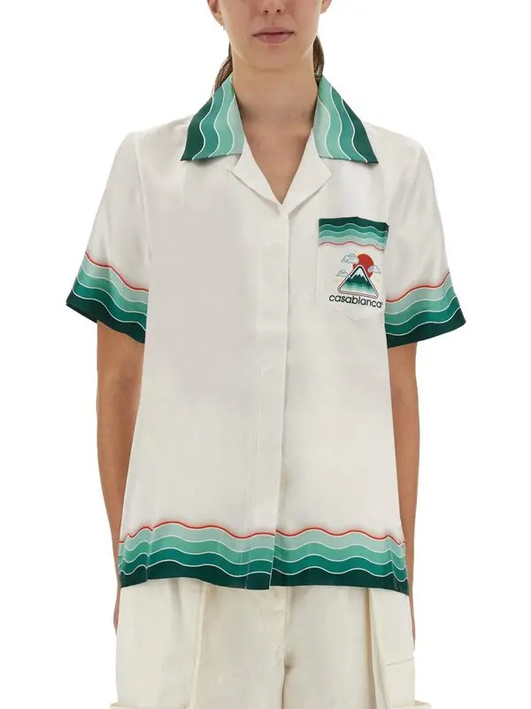 Casablanca Montagne Ondulee Silk Short Sleeve Shirt - Multicolour
