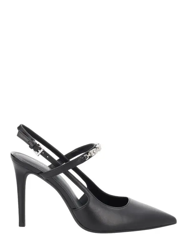Michael Kors Leather Pointed-toe Stiletto Pumps With Criss-cross Ankle Straps - Black