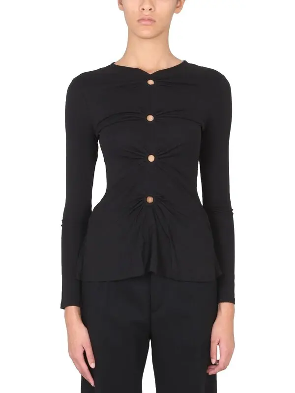 Proenza Schouler White Label Matte Crepe Top With Cut-out Detail - Black
