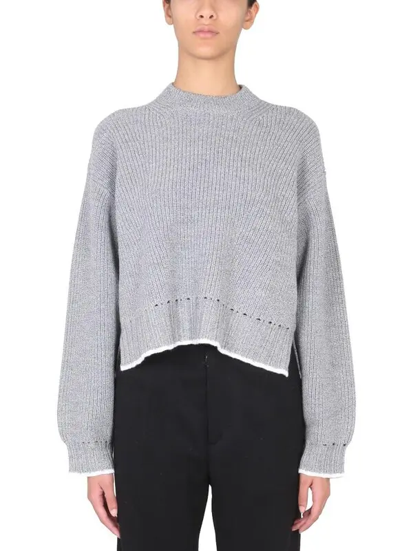 Proenza Schouler White Label Ribbed Wool High Neck Sweater - Grey