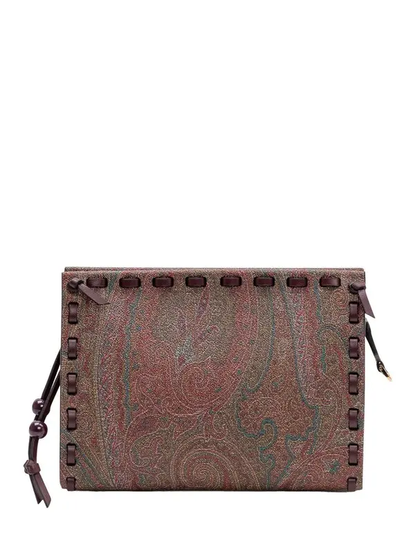 Etro Mini Shoulder Bag With Paisley Print - Marrone
