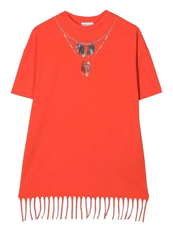MARCELO BURLON COUNTY OF MILAN Mini Feather Fringe Dress - Red