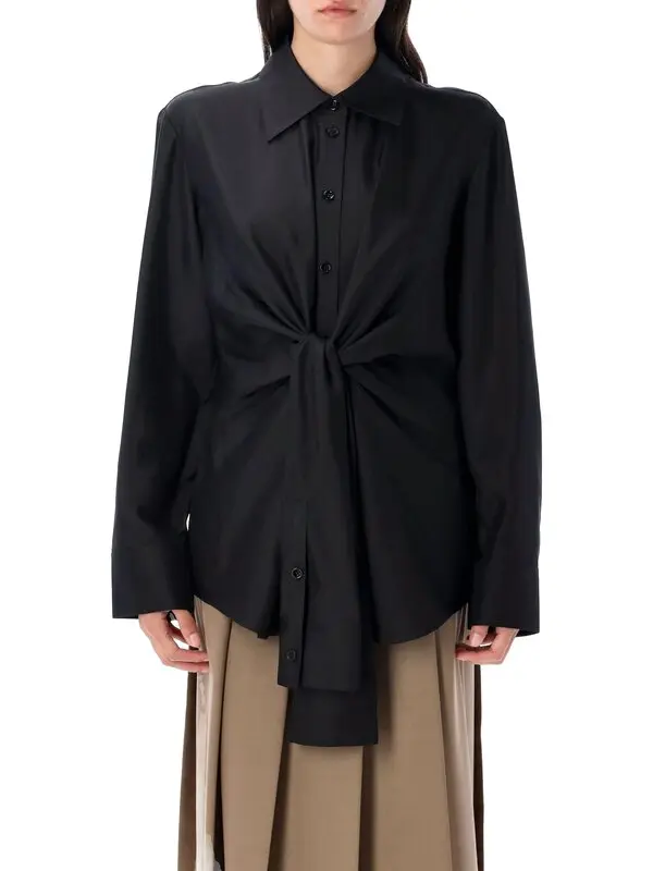 RÓHE Knotted Silk Shirt - Black
