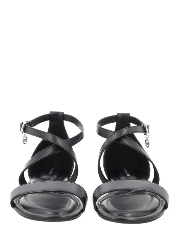 Michael Kors Leather Criss-cross Ankle Strap Sandals - Black