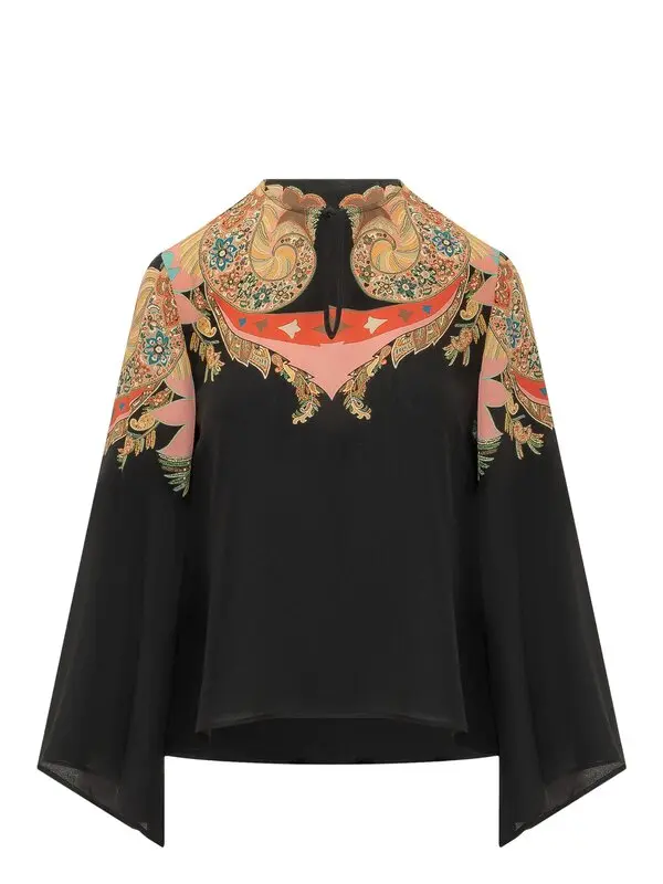 Etro Voluminous Print Blouse - Black