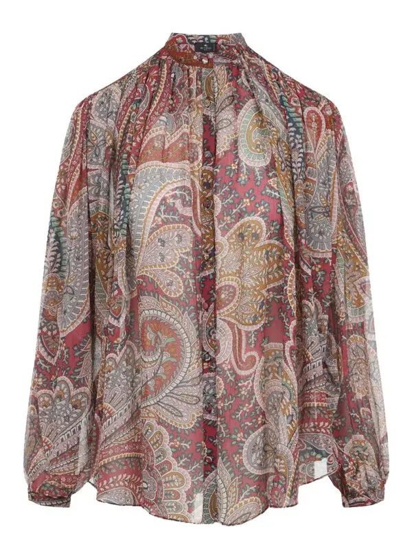 Etro Silk Paisley Print High-neck Blouse - Multicolour