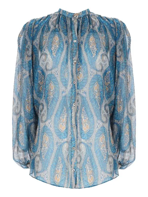 Etro Silk Paisley Print Button-front Blouse - Blue