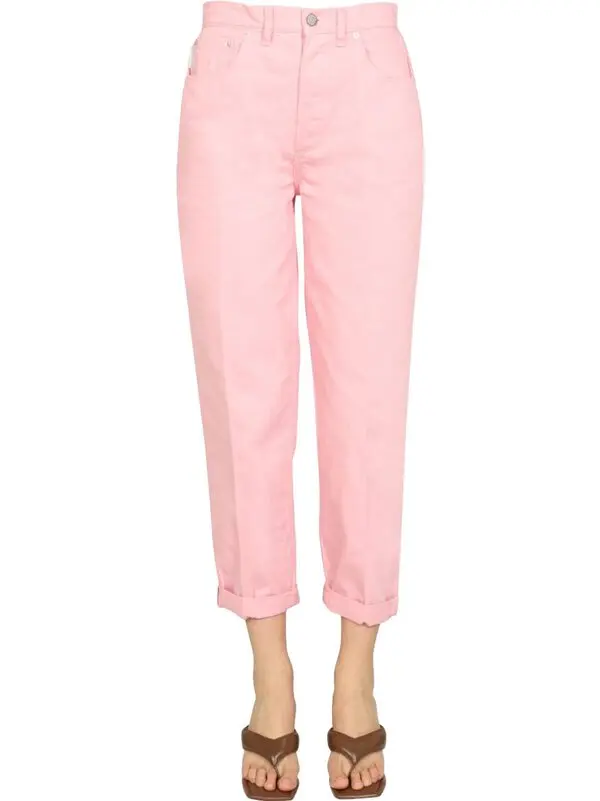 Boyish Tailored Mini Trousers With Button Closure And Belt Loops - Pink