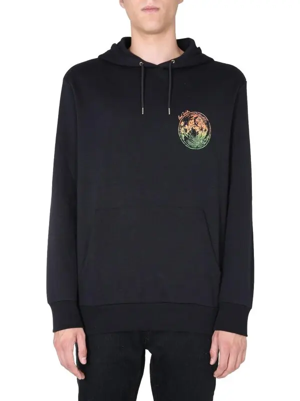 Paul Smith Hooded Sweatshirt With Printed Detail - Black
