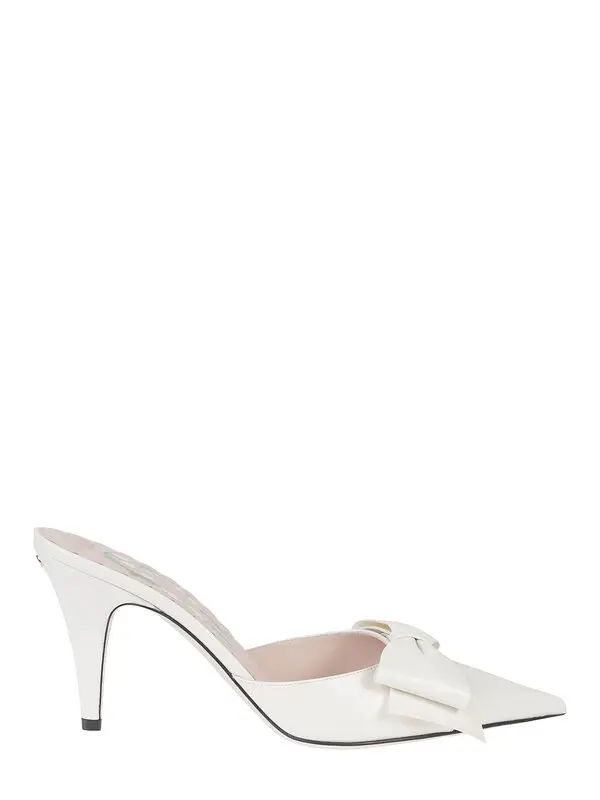 Valentino Garavani Stiletto Heel Bow Detail Mules - Ivory
