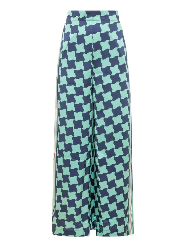 Casablanca Silk Painted Trousers - Pool Tile