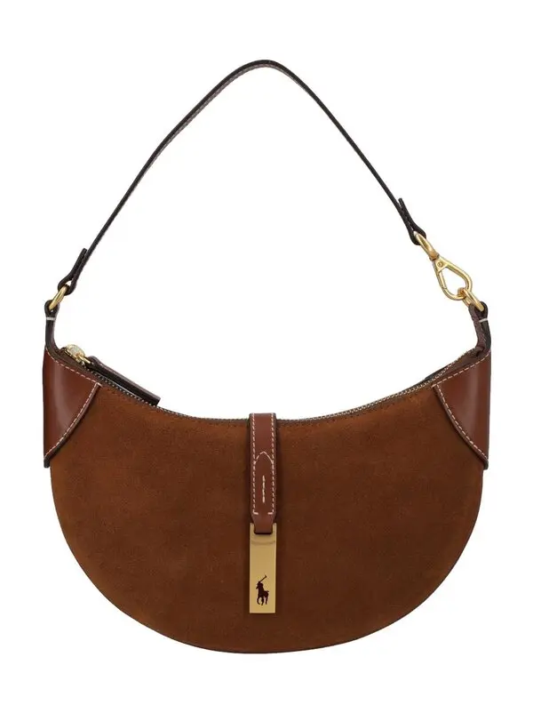 Polo Ralph Lauren Suede Crescent Shoulder Bag - Brown