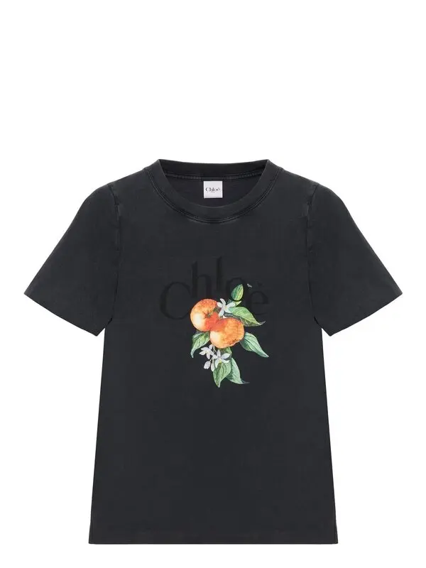 Chloé Graphic Logo Cotton T-shirt - Nero