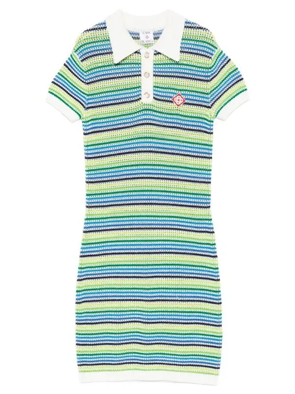 Casablanca Striped Knit Polo Dress - Multicolor