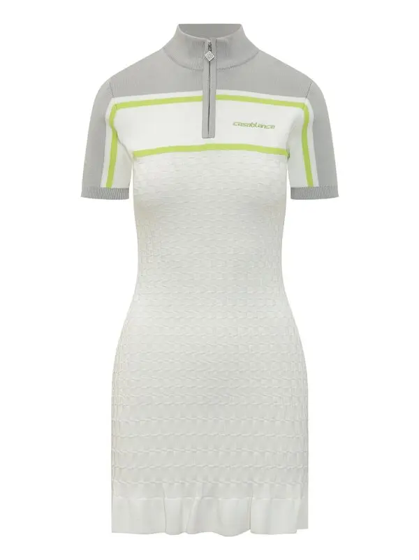 Casablanca Knit Polo Tennis Dress - Bianco