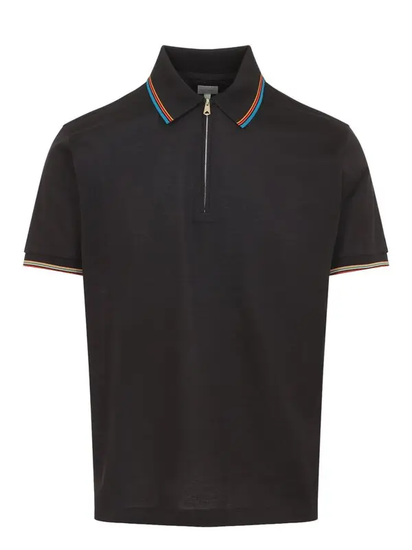 Paul Smith Cotton Stripe Trim Polo Shirt - Brown
