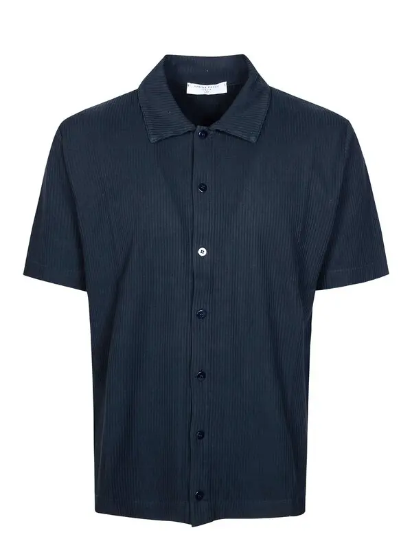 DANIELE FIESOLI Short Sleeve Ribbed Mini Shirt For - Blu