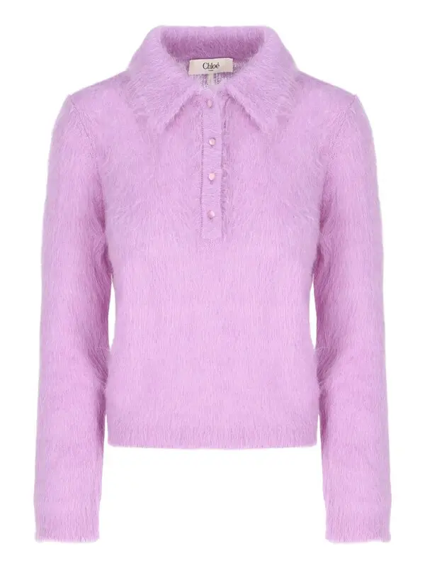 Chloé Mini Sweater With Mother-of-pearl Buttons - Viola