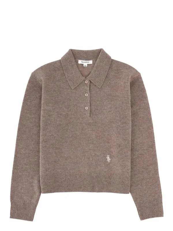 Sporty & Rich Cashmere Wool Polo Shirt - Brown