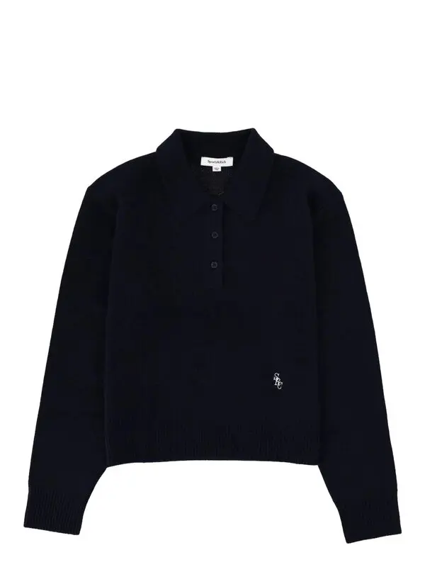 Sporty & Rich Cashmere Wool Blend Polo Shirt - Blue