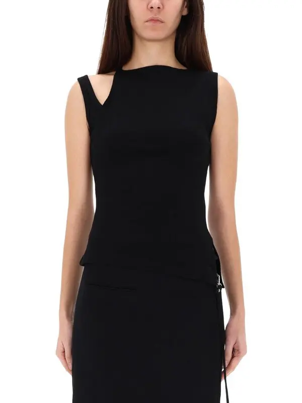 COURREGES Sleeveless Cutout Detail Top - Black