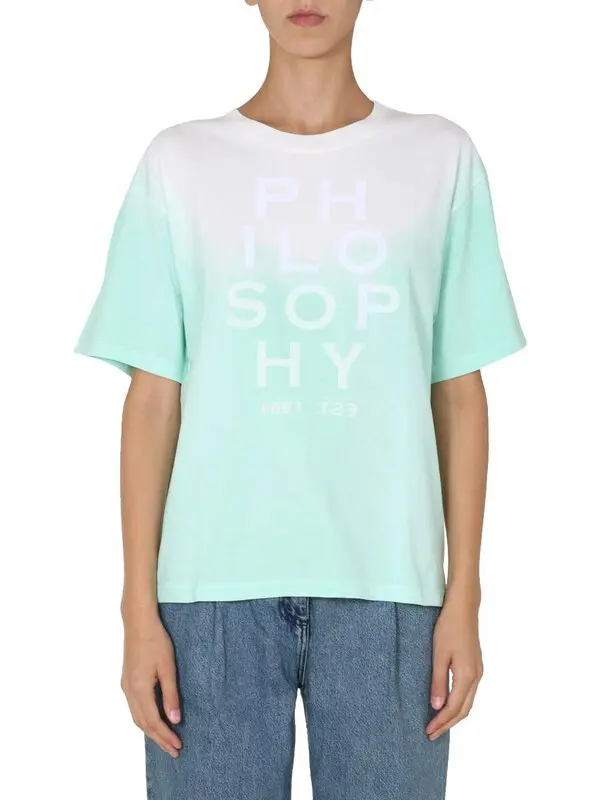 Philosophy Di Lorenzo Serafini Crewneck T-shirt With Logo - Green