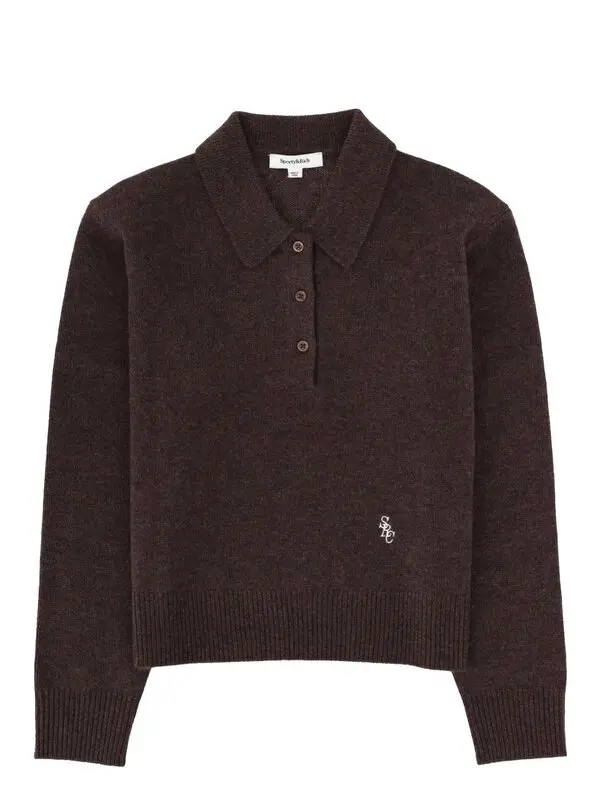 Sporty & Rich Cashmere Blend Polo Shirt - Brown