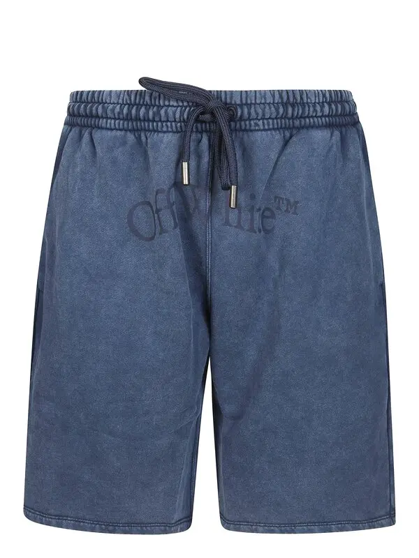 Off-White Logo Detail Cotton Shorts - Blu