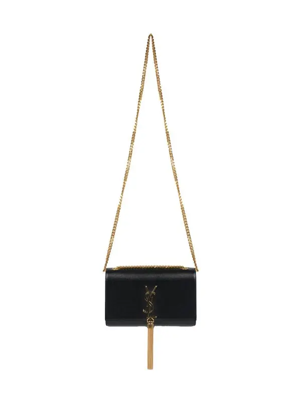 Saint Laurent Mini Shoulder Bag With Chain Strap And Tassel Detail - Black