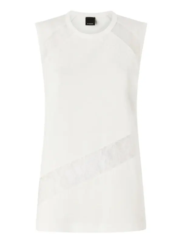 Pinko Sleeveless Lace Insert Top - White