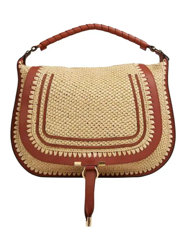 Chloé Raffia And Leather Shoulder Handbag - Beige