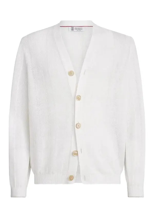 Brunello Cucinelli Linen Cotton Cardigan - White