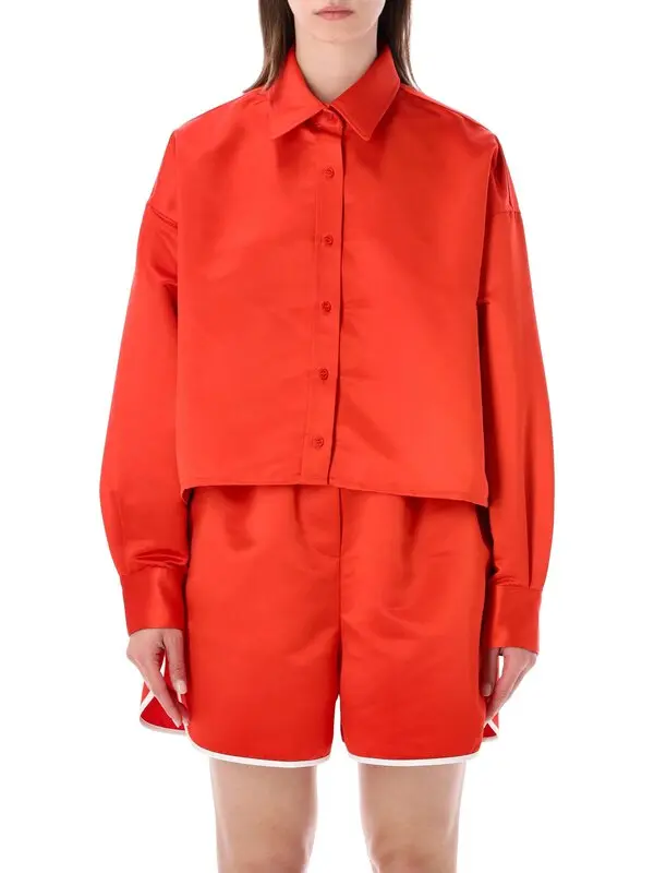 THE FRANKIE SHOP Silk Blend Button-up Shirt - Red