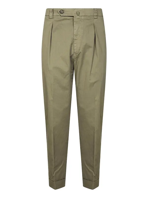 BERWICH Relaxed Fit Cotton Blend Trousers - Verde