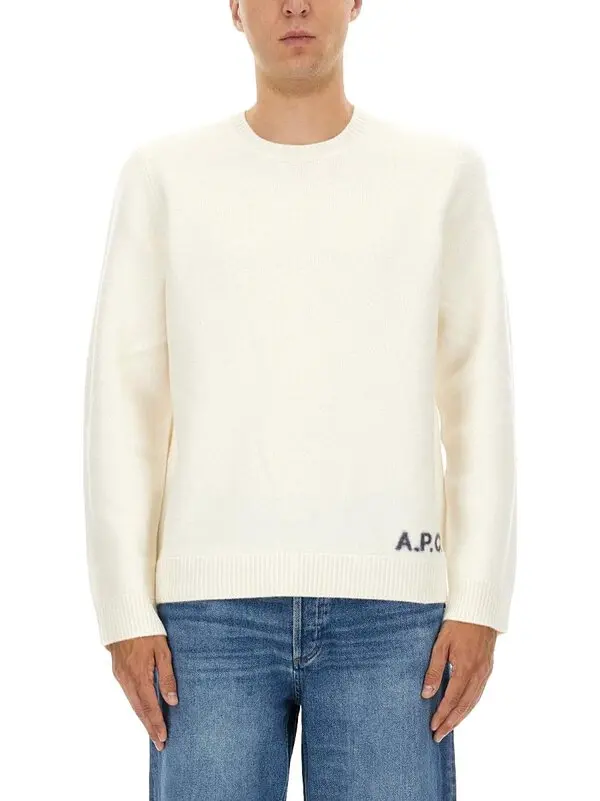 A.p.c. Crew Neck Wool Sweater - Ivory