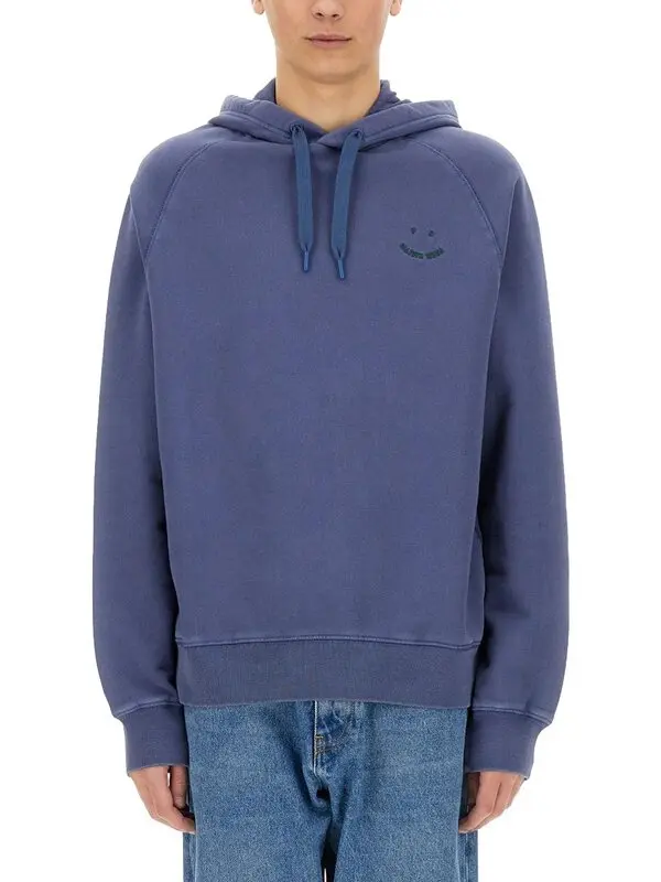 Paul Smith Happy Hoodie" Organic Cotton Pullover - Blue