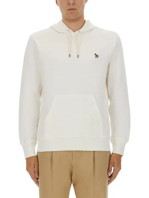 Paul Smith Organic Cotton Hoodie With Logo Detail - White