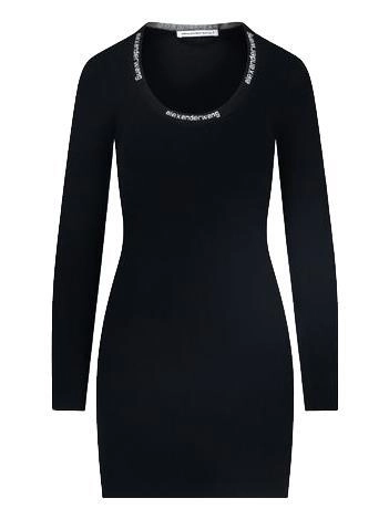 Alexander Wang Logo Jacquard Scoop Neck Bodycon Dress - Black