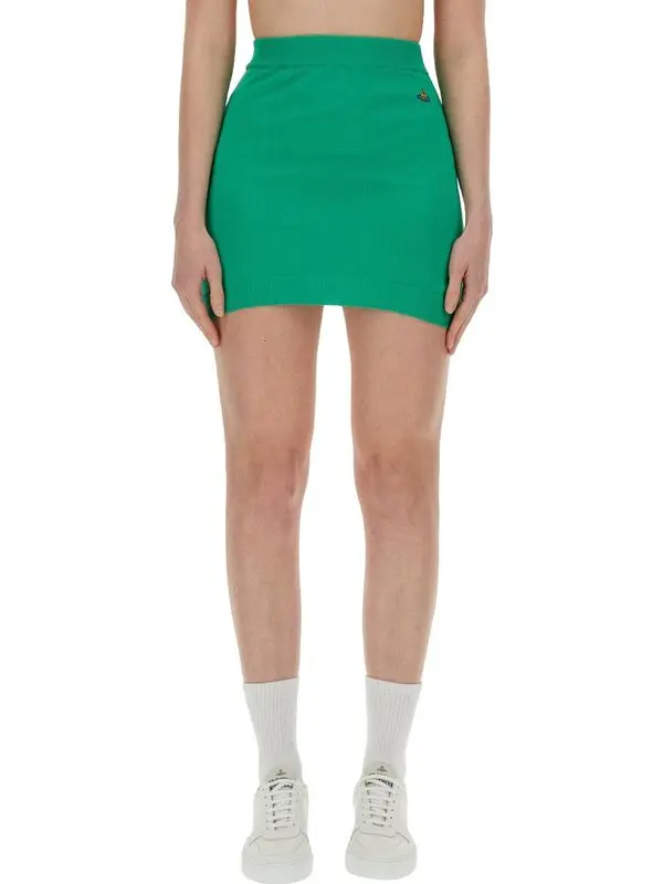 VIVIENNE WESTWOOD Bea Cotton Knit Mini Skirt - Green