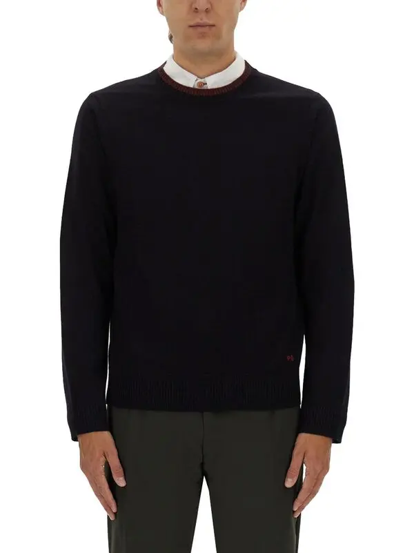 Paul Smith Embroidered Logo Merino Wool Shirt - Blue