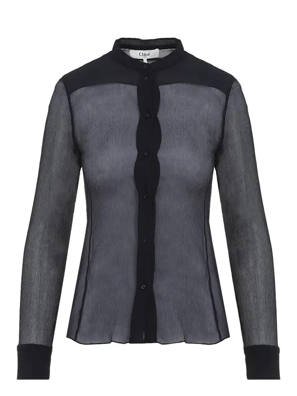 Chloé Chiffon-crepe Silk Shirt - Blue