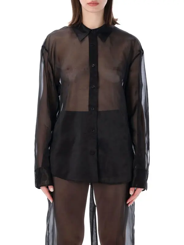 THE FRANKIE SHOP Sheer Silk Blend Shirt - Black