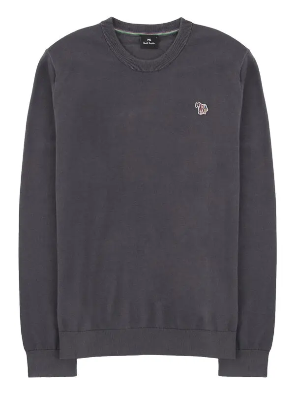 Paul Smith Crewneck Sweater With Embroidered Zebra Logo - Grey