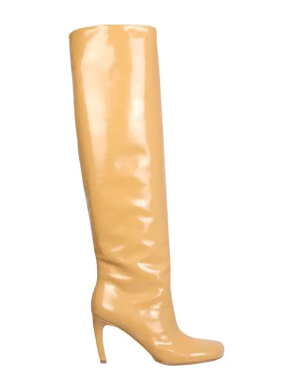 Dries Van Noten Leather Knee-high Stiletto Boots - Beige
