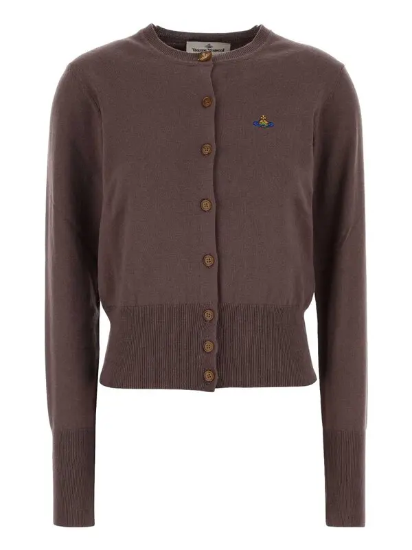 VIVIENNE WESTWOOD Cotton Cashmere Crew Neck Cardigan - Brown